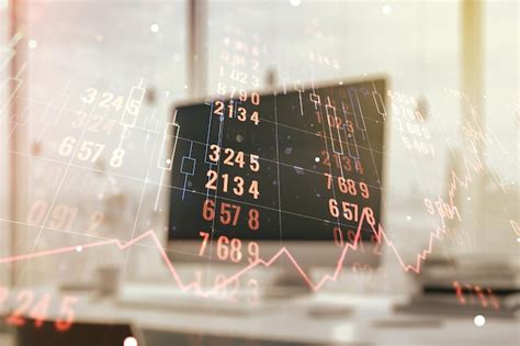 Premium Photo Multi Exposure Of Abstract Statistics Data Hologram Interface On Computer