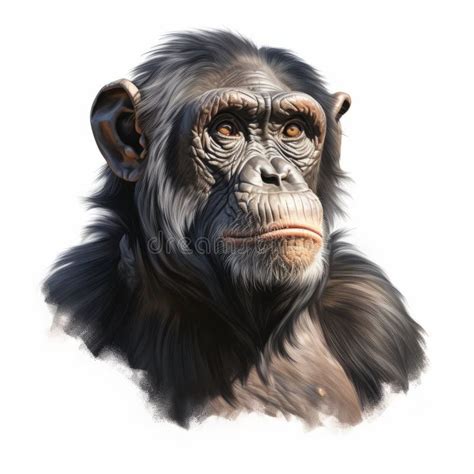 Detailed Chimpanzee Face Illustration In 8k Resolution Stock