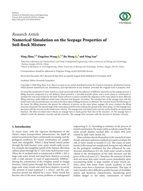 PDF Numerical Simulation On The Seepage Properties Of Soil Rock Mixture