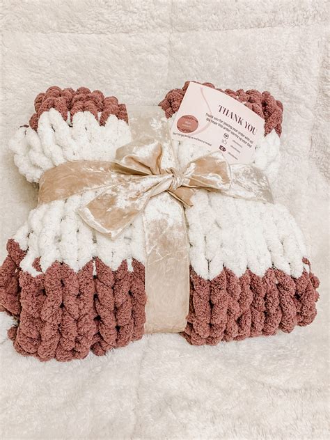 Multi Color Chunky Knit Blanket Jumbo Chenille Blanket Chunky