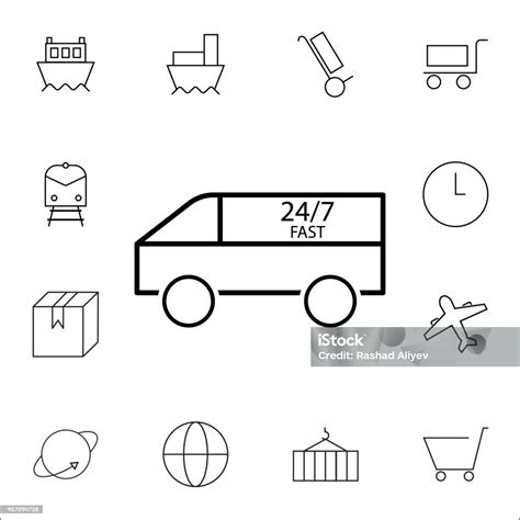 送貨車圖示集合的邏輯圖示優質的平面設計標誌 輪廓符號集合 簡單的細線圖示為網站 網頁設計 移動應用 資訊圖形圖示向量圖形及更多24小時圖片