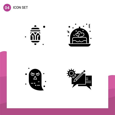 groupe de solide glyphes panneaux et symboles pour fête personnage lanterne l amour fantôme