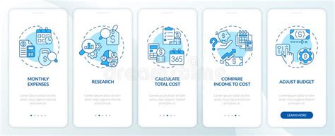 Calculate Costs Of Living Blue Onboarding Mobile App Screen Stock Vector Illustration Of