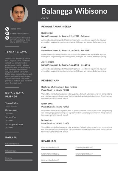 Contoh Cv Lamaran Kerja Cook Helper Contoh Cv Formal