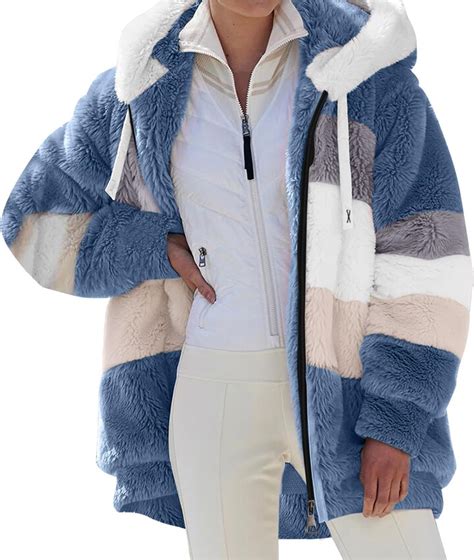 Modsgue Fleece Jacket Womens Warm Unisex Teddy Jacket Plush Winter
