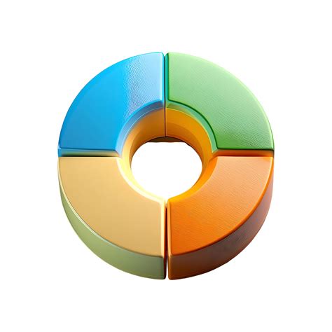 Multicolored Quarter Donut Chart Symbol Isolated On Transparent