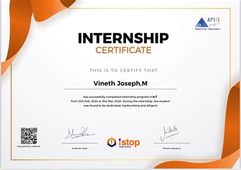 Vineth Joseph On Linkedin Iot Internship Apsissolutions 1stopai