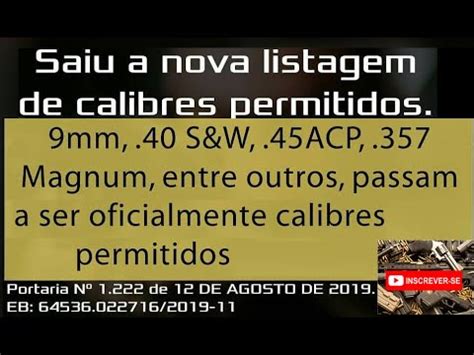 Portaria Exercito Calibres Permitidos X Calibres Restritos YouTube