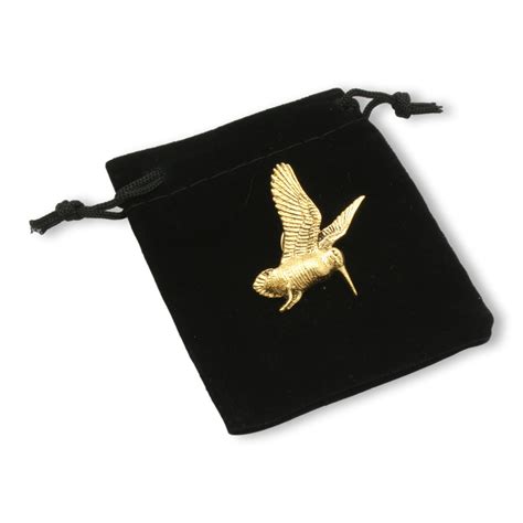 Woodcock In Flight 22ct Gold Pin Badge Gamebird Lapel Gamekeepers