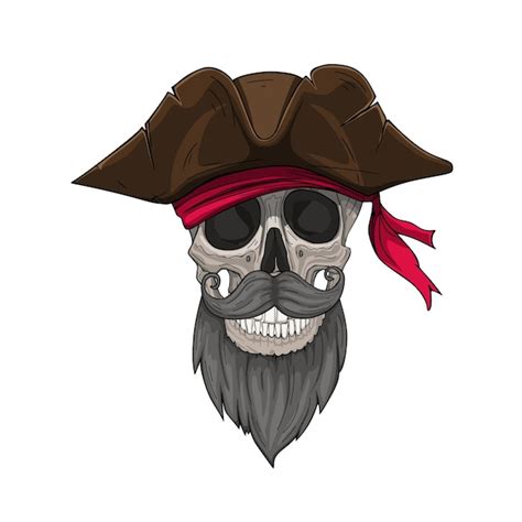 Premium Vector Pirate Skull Captain Hat Vector Illustration