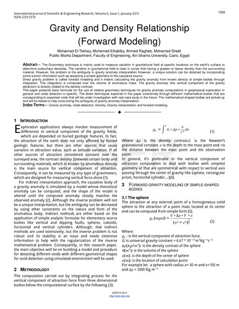 Pdf Gravity And Density Relationship Forward Modeling