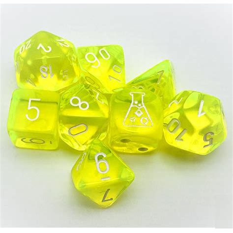 Chx30061 Chessex Mfg Lab Dice 7 Translucent Polyhedral Neon Yellow