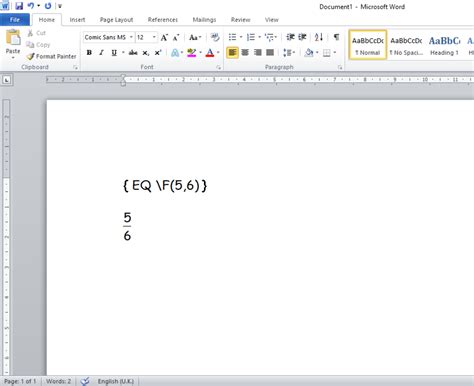 How To Type Fractions In Microsoft Word Dadish