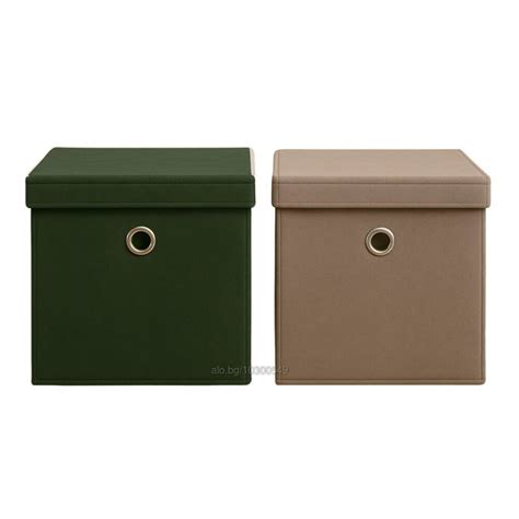 Комплект от 2 текстилни сгъваеми кутии за съхранение с капак Друга мебел Мебели за дома