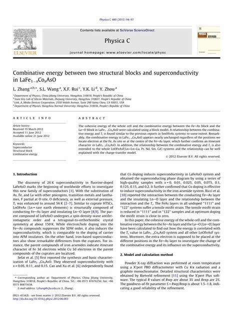 Pdf Combinative Energy Between Two Structural Blocks And Superconductivity In Lafe1−xcoxaso