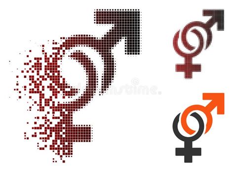 Sparkle Pixel Halftone Sex Connection Symbol Icon Stock Vector