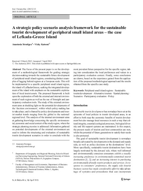 Pdf A Strategic Policy Scenario Analysis Framework For The Sustainable Tourist Development Of