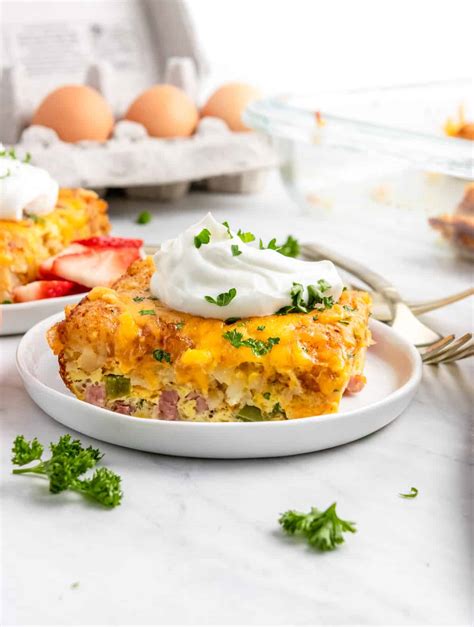 Ham And Cheese Breakfast Casserole With Tater Tots Lemons And Zest