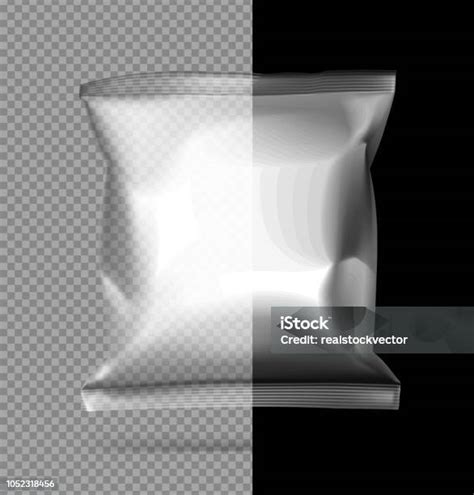 투명 한 배경에서 현실적인 플라스틱 반투명 패키지입니다 3차원 형태에 대한 스톡 벡터 아트 및 기타 이미지 3차원 형태 가방 감자 칩 Istock