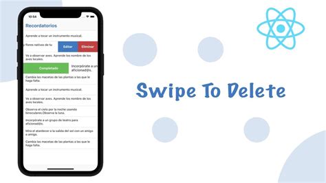 react native swipe to delete youtube