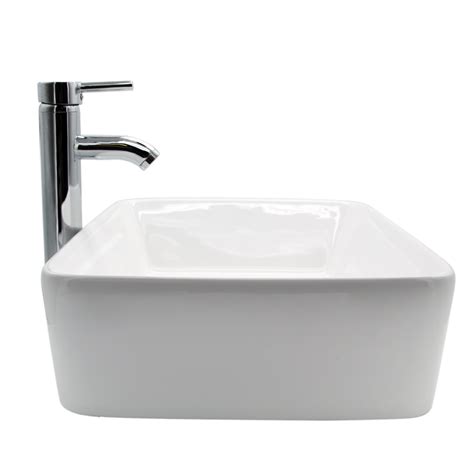Ainfox Bathroom White Rectangle Porcelain Ceramic Vessel Vanity Sink