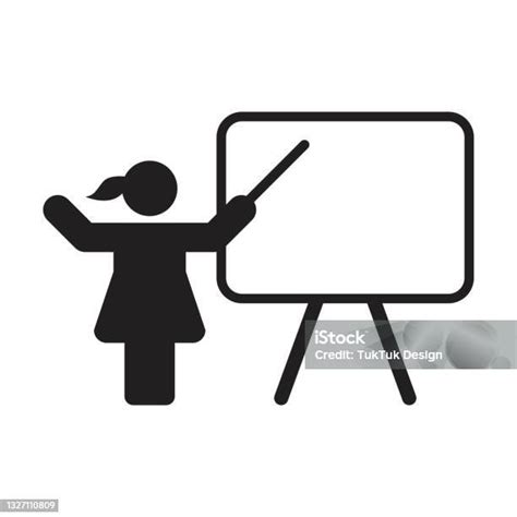교육 아이콘 벡터 여성 교사 사람 화이트 보드 기호에 플랫 컬러 글리프 픽토그램 강사에 대한 스톡 벡터 아트 및 기타 이미지