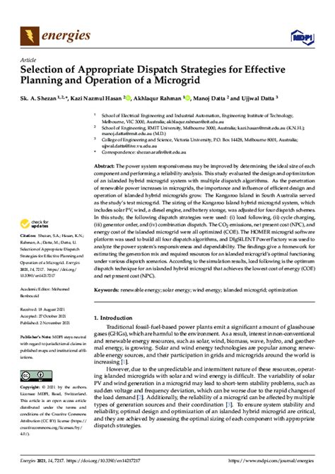 Pdf Selection Of Appropriate Dispatch Strategies For Effective