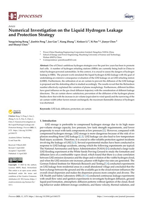 Pdf Numerical Investigation On The Liquid Hydrogen Leakage And