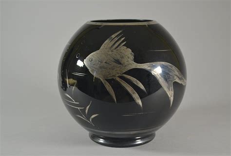Fr Michel Herman Hem Art Deco Glass Vase With Fishes Art Deco Sculptures Bronze Clocks