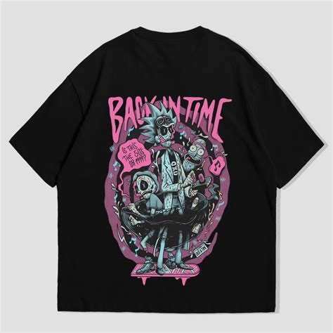 Camiseta Semi Oversize Rick And Morty Rosa Cartel