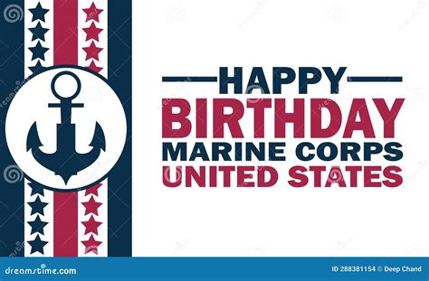 Happy Birthday Marine Corps United States Stock Vector Illustration