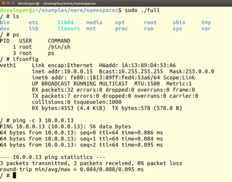 linux writing a simple container app with namespaces developers area