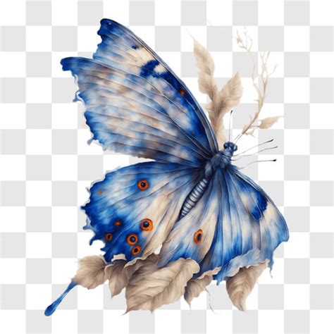Pobierz narzędzie Niebieski Motyl na Liściach Piękna Fotografia