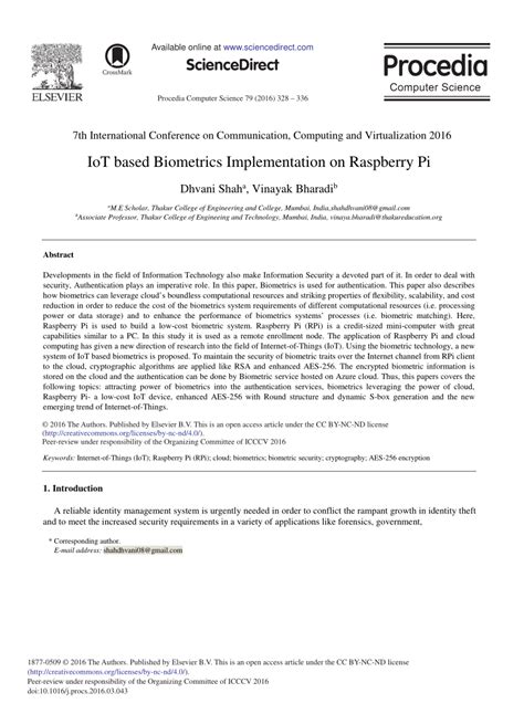 Pdf Iot Based Biometrics Implementation On Raspberry Pi