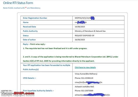 Filed An Rti Regarding E20 Fuel Partial Reply Received Team Bhp