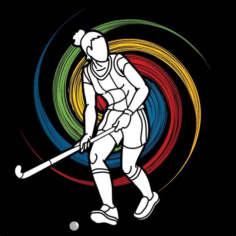 Field Hockey Sport Female Player 22100178 Vector Art At Vecteezy