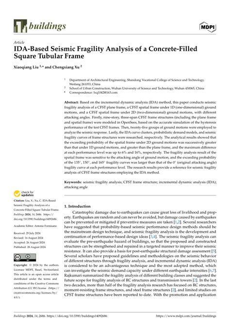 Pdf Ida Based Seismic Fragility Analysis Of A Concrete Filled Square