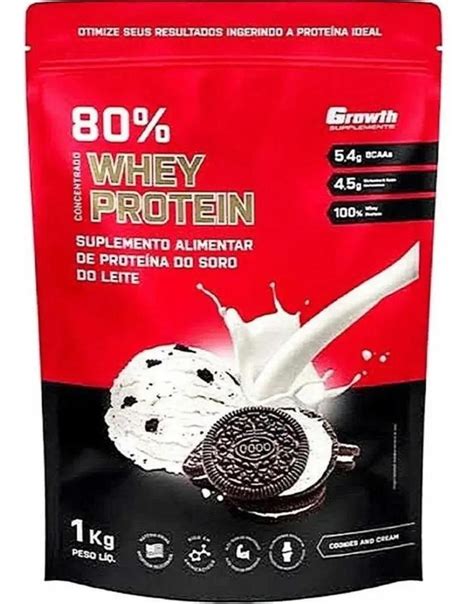 Whey Growth Concentrado 80 Protein Supplements 1kg Sabores Growth