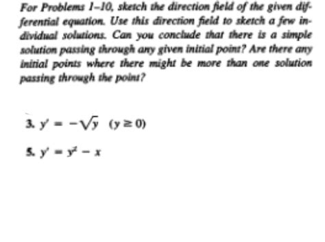Solved For Problems 110 Sketch The Direction Field Of The Chegg