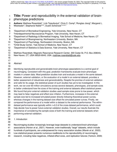 Pdf Power And Reproducibility In The External Validation Of Brain