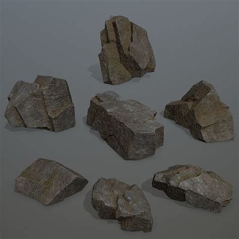 3d Model Rock Set 6 Piece Of Vr Ar Low Poly Cgtrader