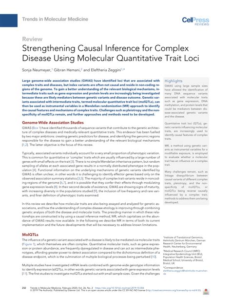 Pdf Strengthening Causal Inference For Complex Disease Using Molecular Quantitative Trait Loci