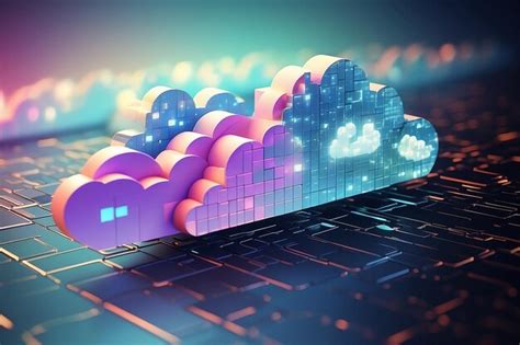 Premium Photo Cloud Networking Concept Pixelated Cloud Network Icon