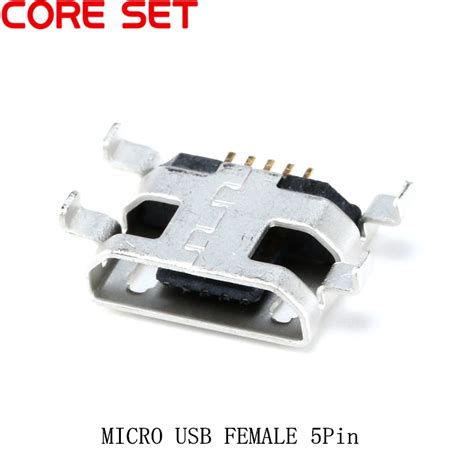 100pcs Micro Usb 5pin 5p Socket Connector Mini Usb Smd Dip Female In