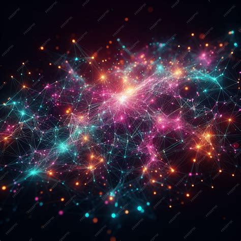 Premium Photo Colorful Neural Network Background Network Of Interconnected Nodes And Lines
