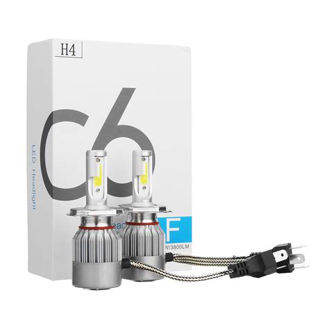 Pair C6 H4 72w 7600lm 6000k 6500k White Ip68 Cob Car Led Headlights Hi