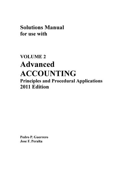 Advacc Vol 2 2011 Solman Solutions Manual For Use With Volume 2