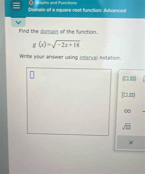 Solved Graphs And Functions Domain Of A Square Root Function Advanced