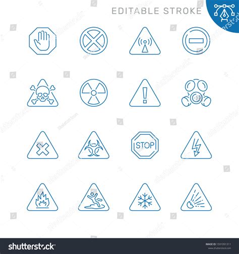 Danger Related Icons Editable Stroke Thin Stock Vector Royalty Free