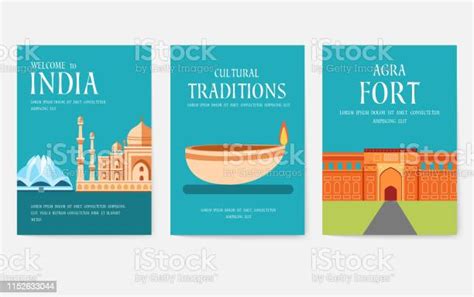 인도 국가 장식 여행 투어 개념의 집합입니다 문화 전통 잡지 책 포스터 추상 요소 벡터 장식 민족 인사말 카드 또는 초대장 디자인 배경 사원에 대한 스톡 벡터 아트 및 기타